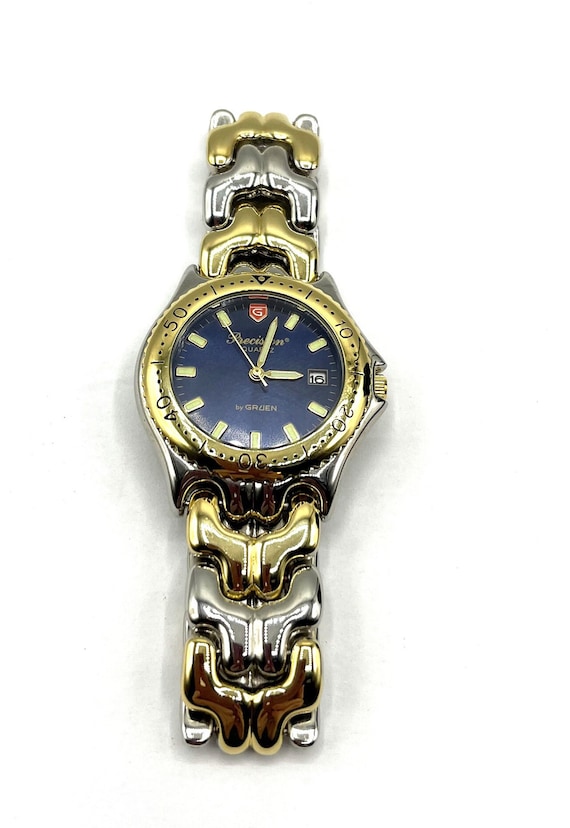 Vintage Men's Gruen Precision Watch Cobalt Blue Face … - Gem