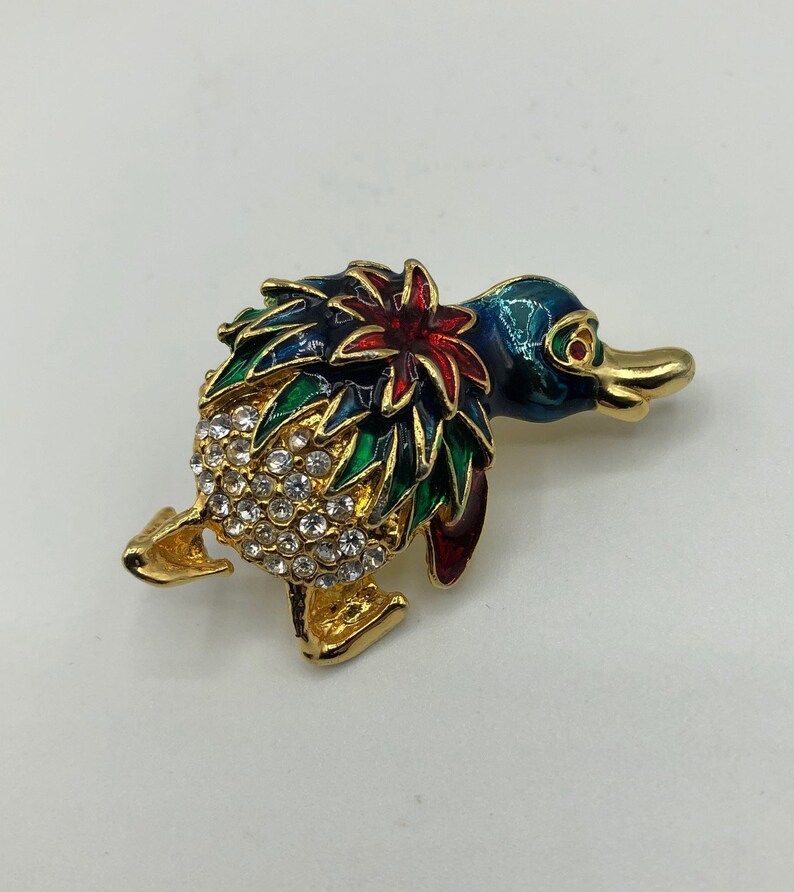 Vintage Mallard Duck Brooch Pin. Enameled Feathers in Blue - Etsy
