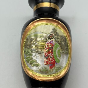 Japanese Porcelain Vase Black With Highly Detailed Art of Chokin Image ...