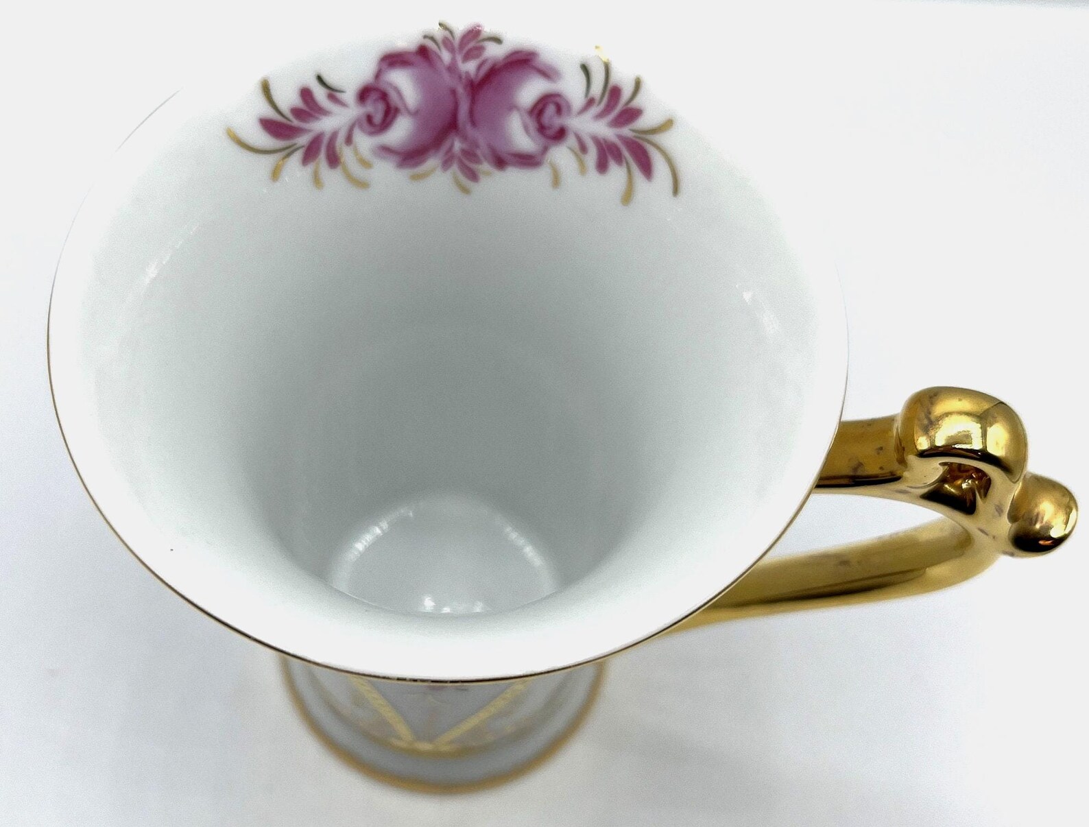 Nantucket Home Vintage Pedestal Coffee / Tea Mug Pink Roses and Gilded ...