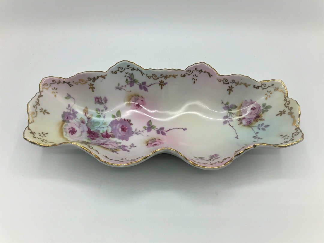 Antique Royal Crown Chantilly Rose Rectangular Hand Painted China Bowl ...