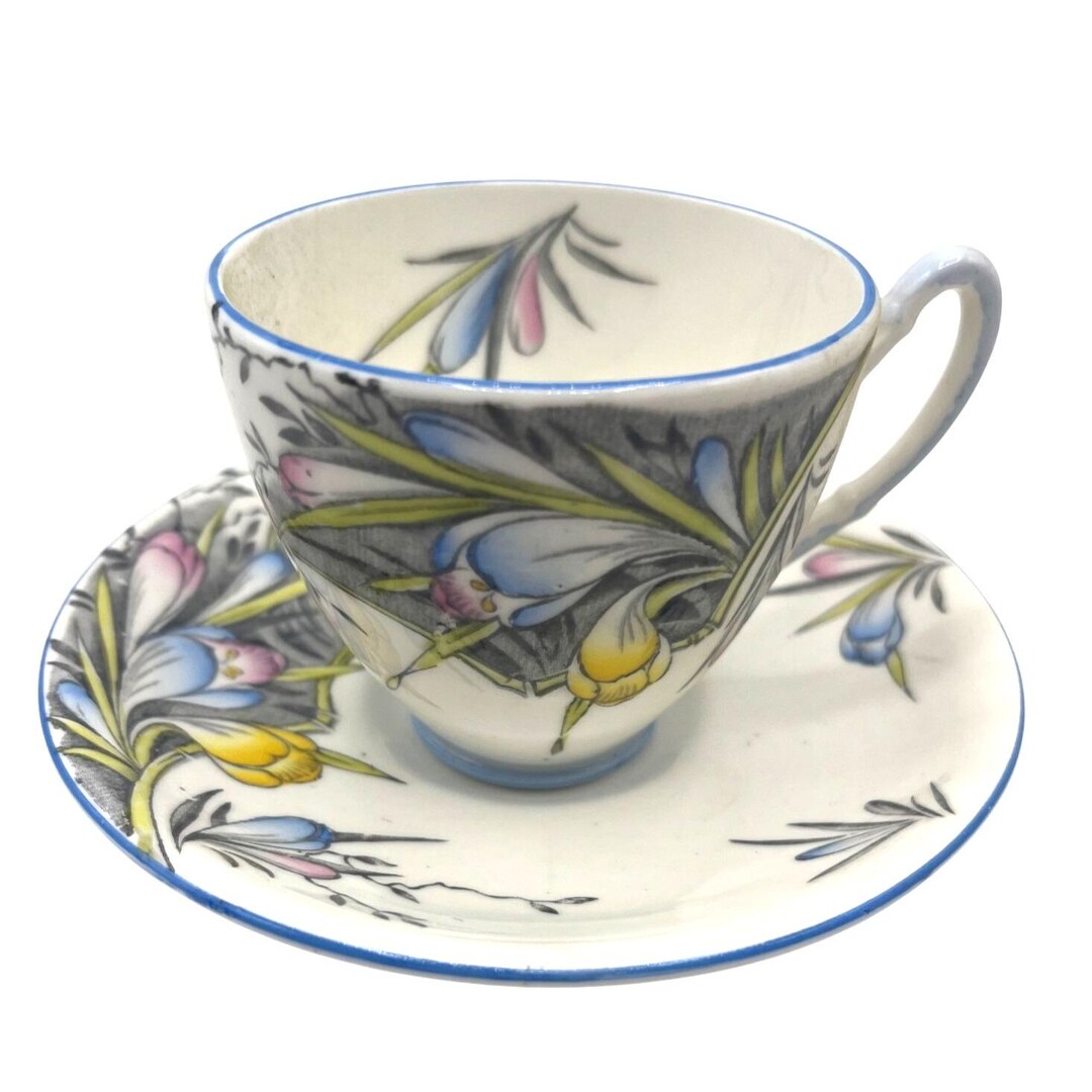 Vintage Royal Stafford Bone China Spring Crocus Teacup & Saucer Set ...