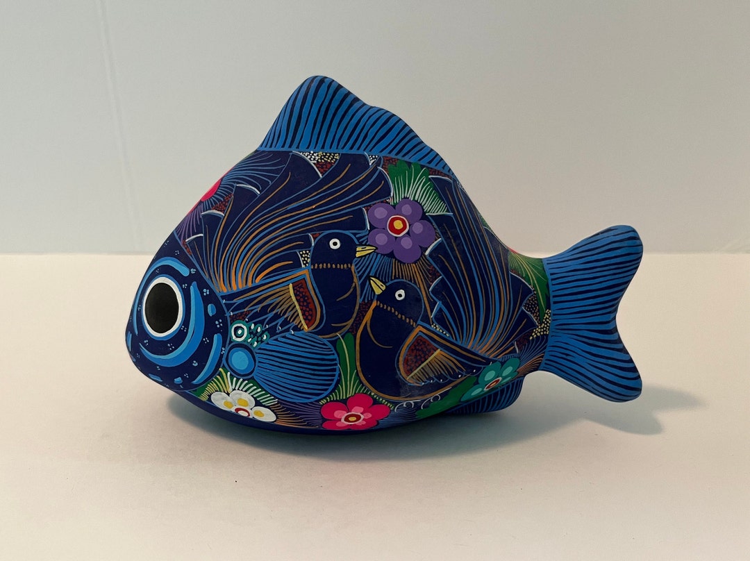 Tropical Fish Hand Crafted Pottery Art Colorfully Hand Painted With ...