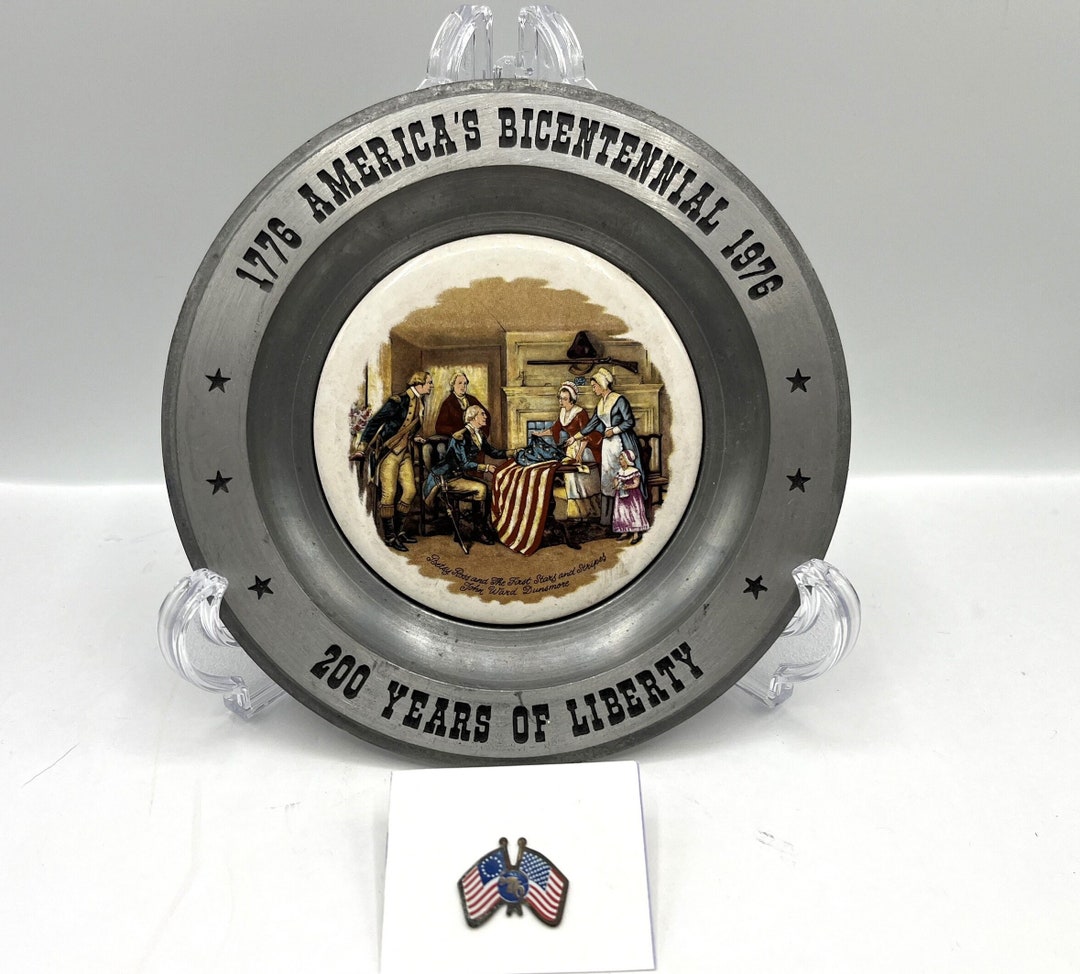 Pewter Bicentennial 6" Plate With Tile Insert of John Ward Dunsmore's ...