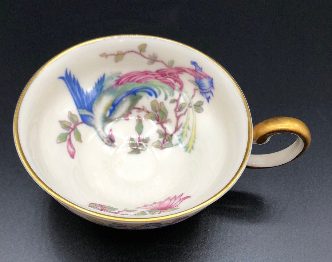 Antique Footed Teacup With Beautiful Bird of Paradise and Colorful ...
