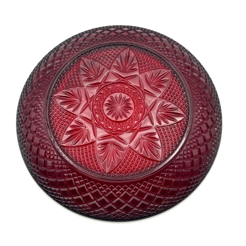 Vintage Cristal D'arques Ruby Red Glass Plate With Embossed Starburst ...