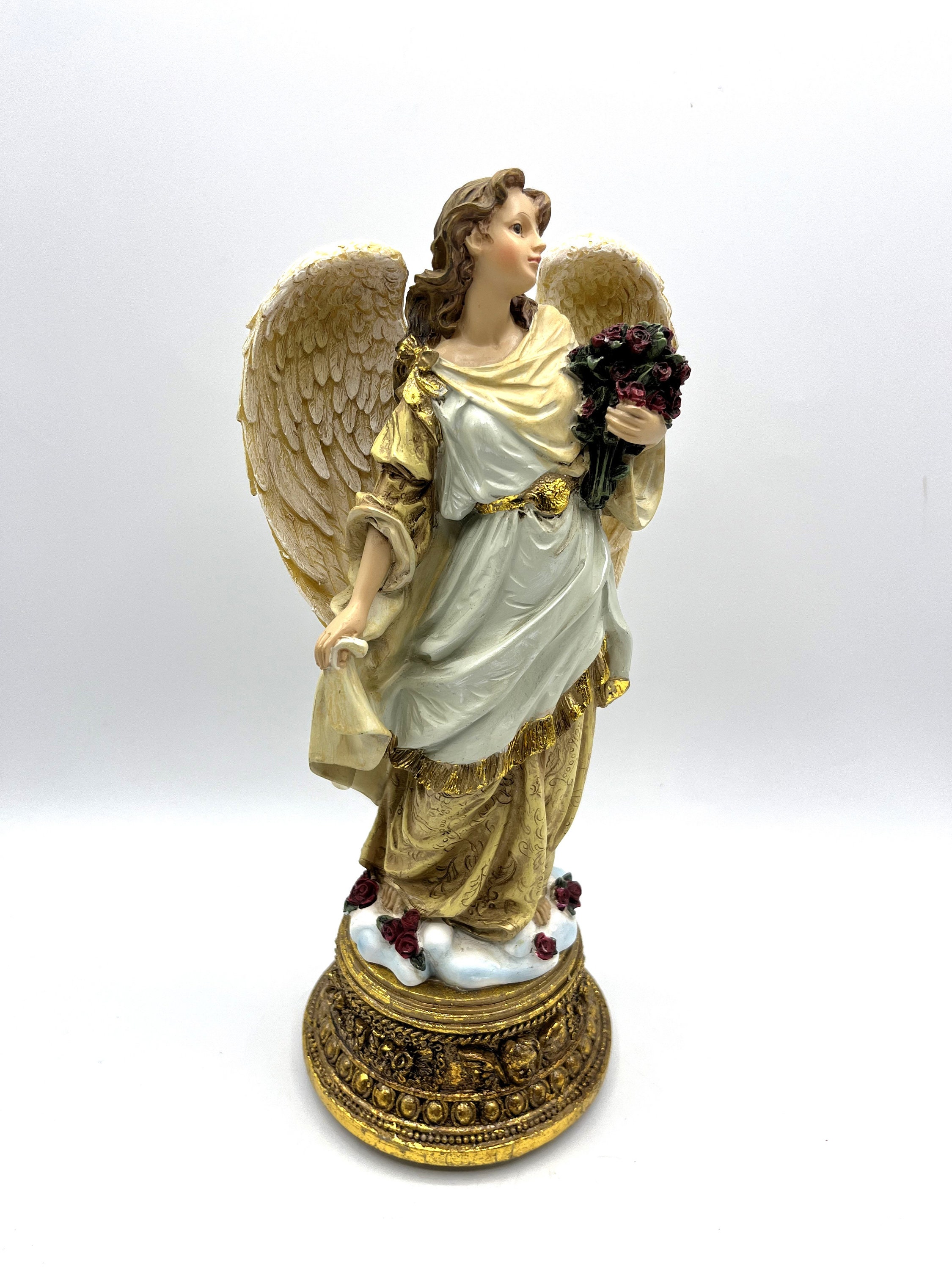 Musical Angel Figurine on Ornate Pedestal Brother and Sister Design ...
