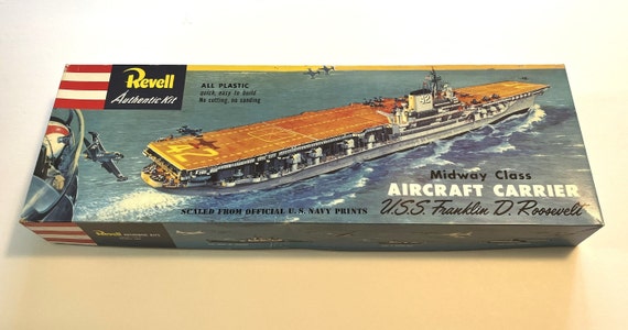 Plastic Model Ship Kit U.S.S. Franklin D. Roosevelt Aircraft Carrier Model Ship Kit Revell Vintage 21 Long Etsy