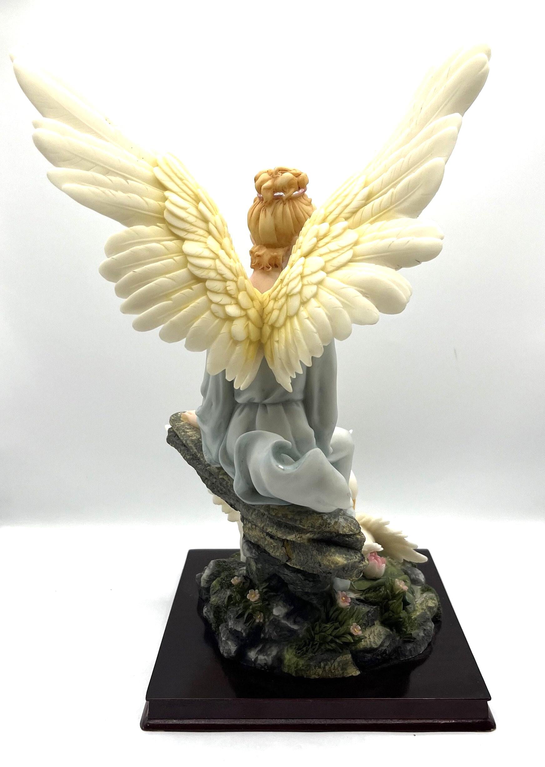 Large De Capoli Collection Angel in Blue Sitting by Pond Two White ...