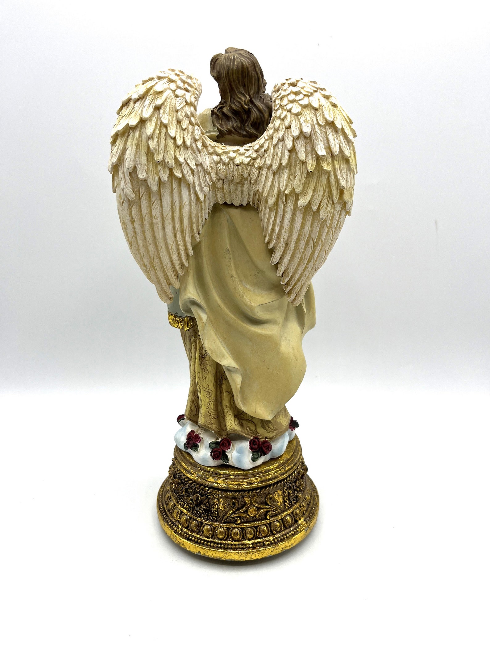 Musical Angel Figurine on Ornate Pedestal Brother and Sister Design ...