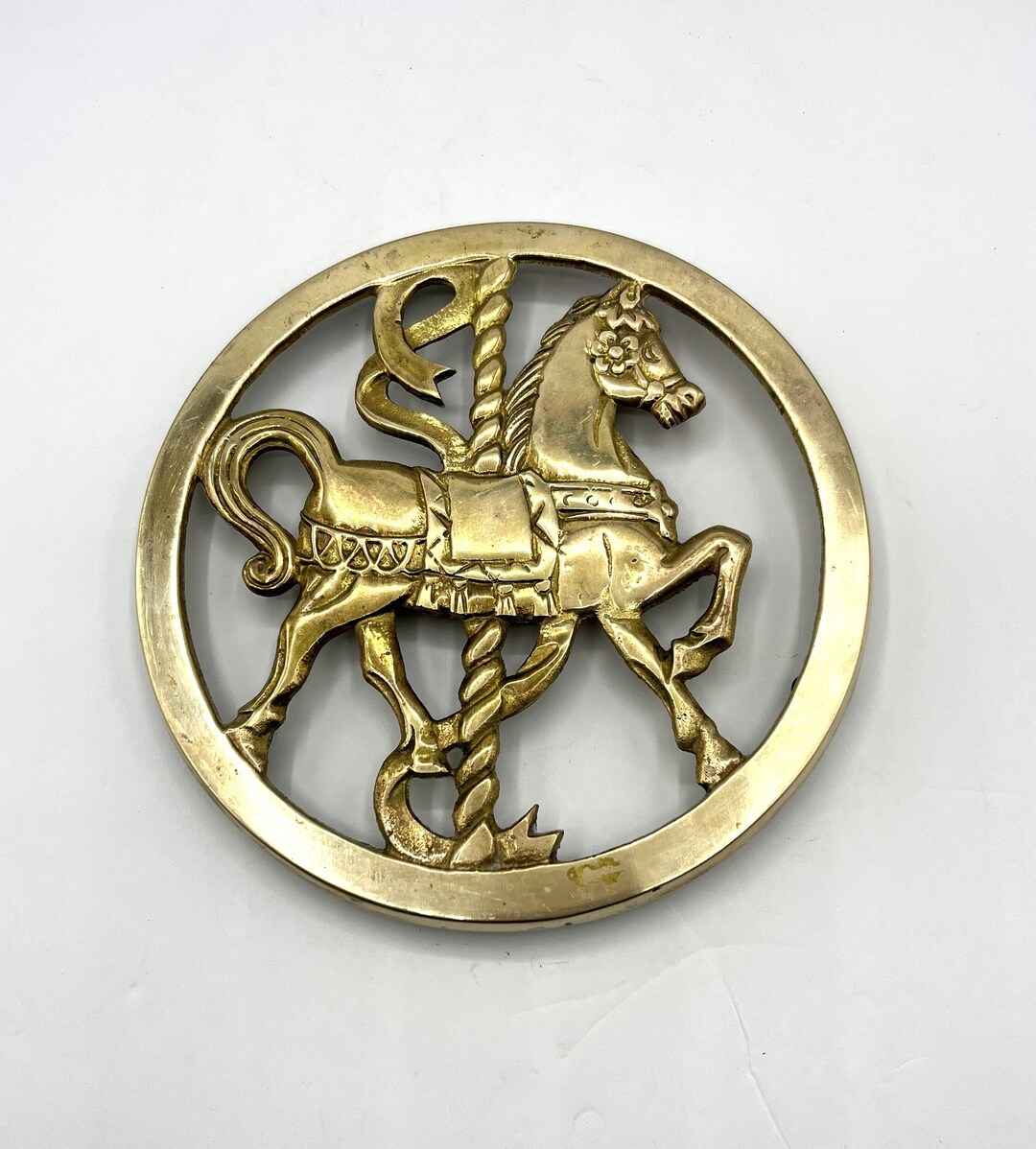 Vintage Solid Brass Carousel Horse Trivet Highly Detailed. 6.75" Wide - Etsy