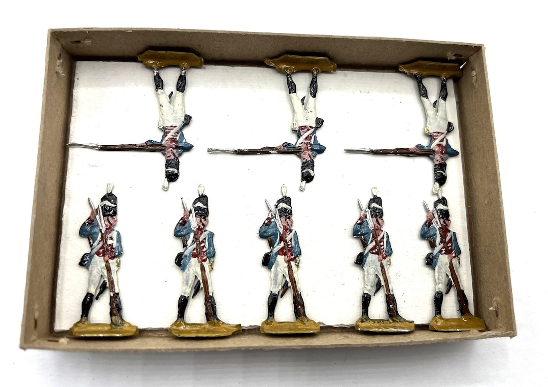 Mid Century Constructed Metal Hand Painted Soldiers Set of 18 in ...