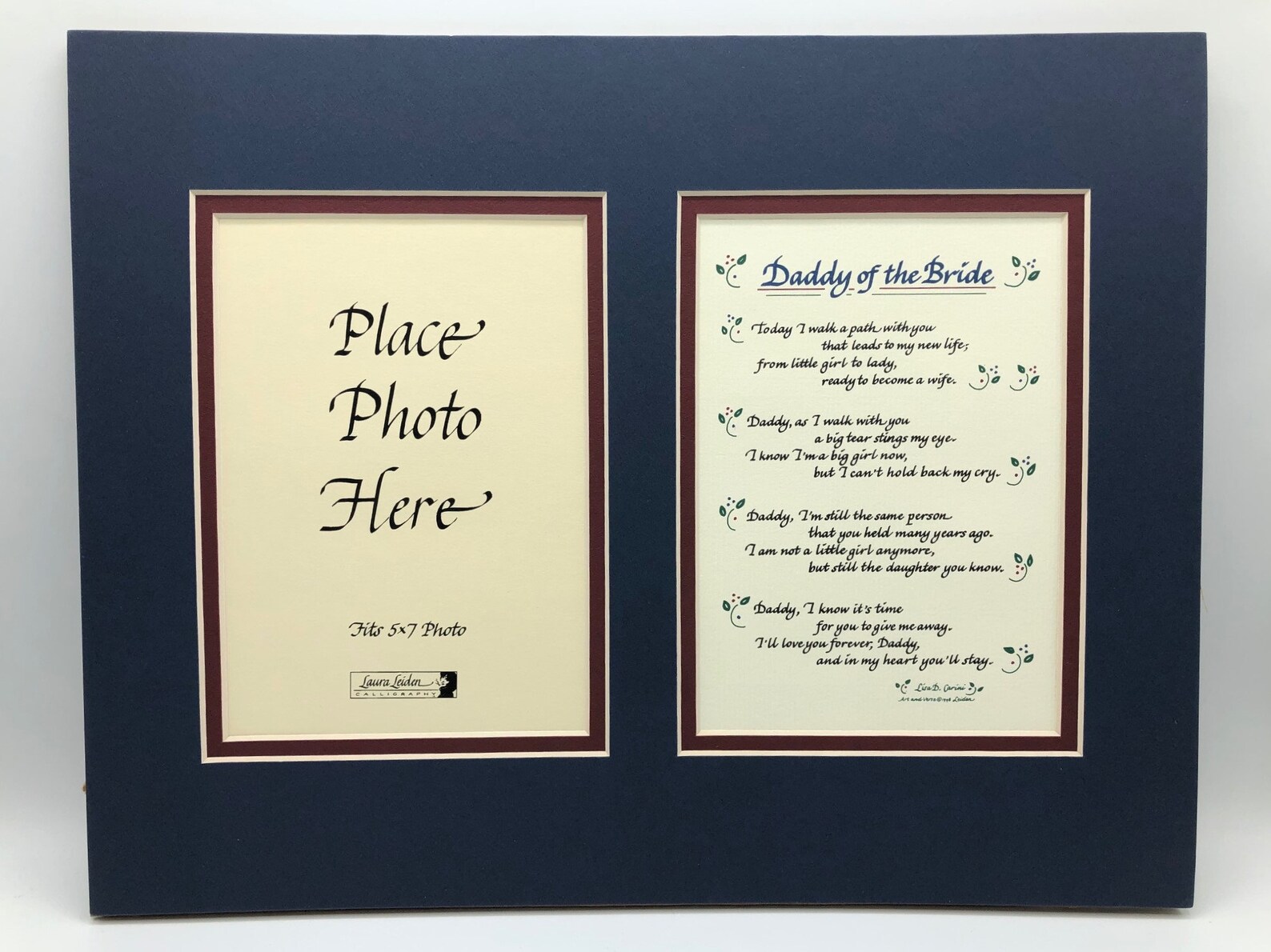 Daddy of the Bride Poem, Double Matted With Space for Wedding Photo of ...