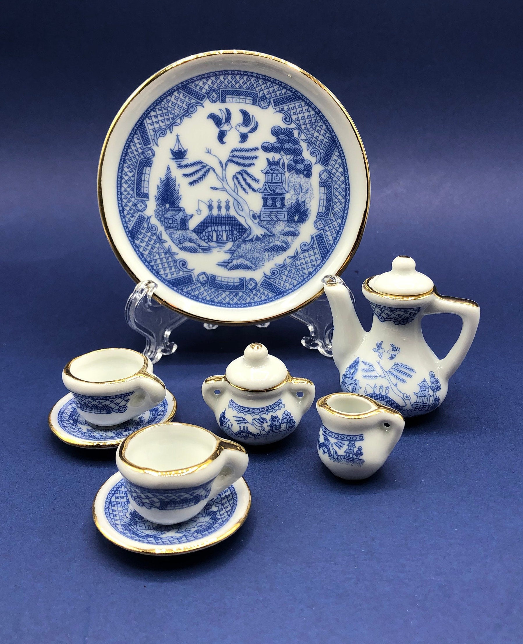 Miniature Collectible Tea Set 10 Pieces in a Willow Tree - Etsy