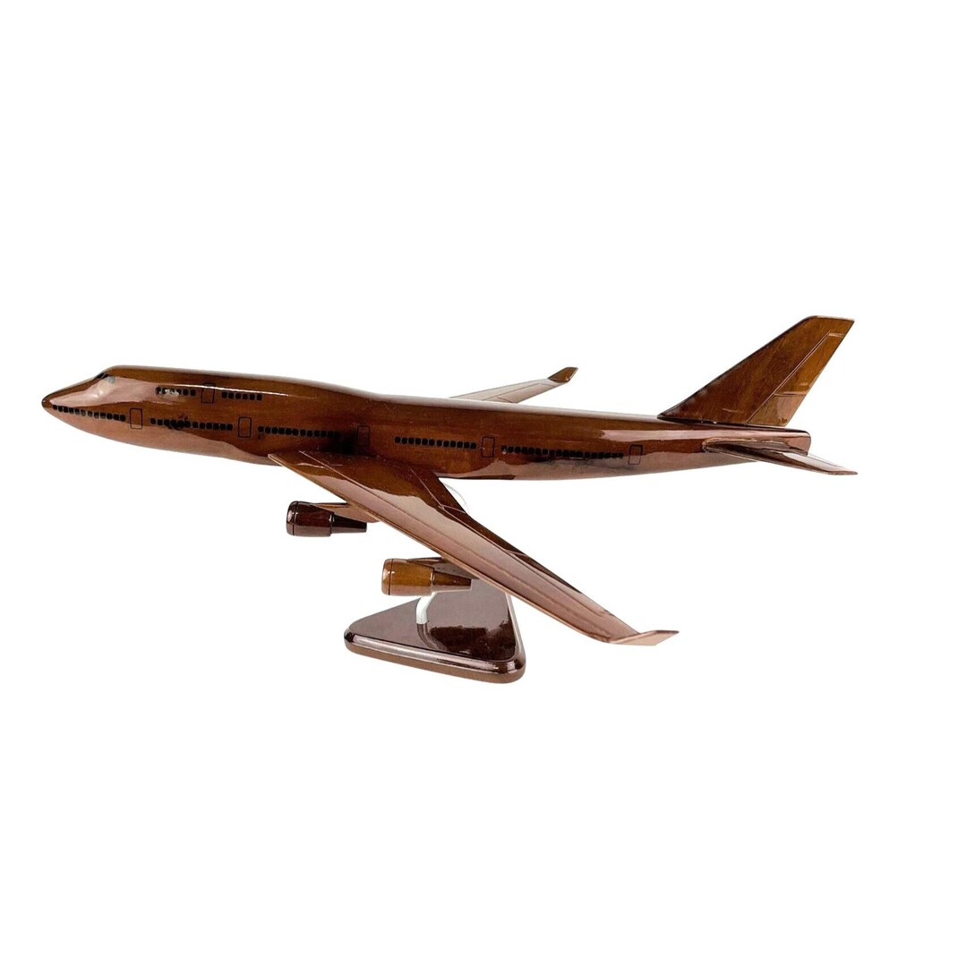 Boeing 747 Model Airplane Solid Mahogany Aircraft 16.5" Long 16 ...