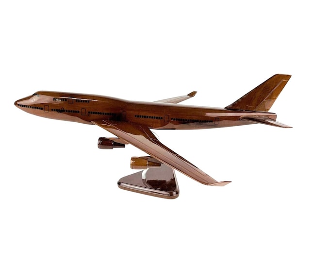 Boeing 747 Model Airplane Solid Mahogany Aircraft 16.5" Long 16 ...