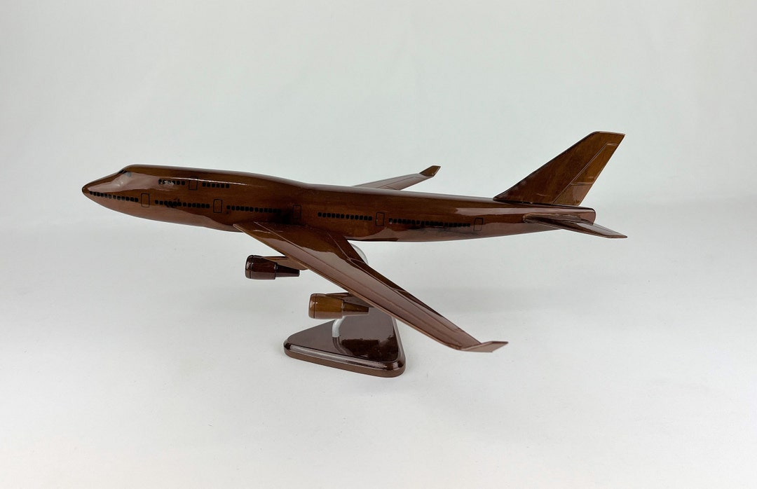 Boeing 747 Model Airplane Solid Mahogany Aircraft 16.5 Long 16 Wingspan ...
