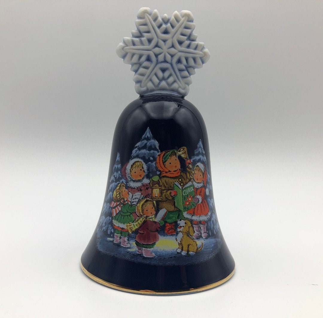1987 Avon Collectible Christmas Bell. Cobalt Blue With Gold Trim and ...