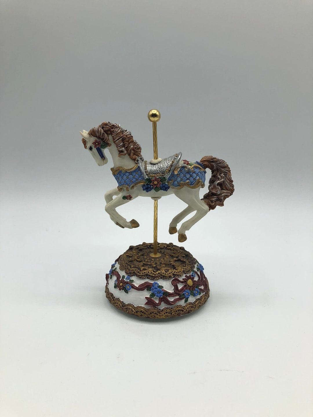 Mini Carousel Horse on Brass Post and Base. This Unique Carousel Horse ...
