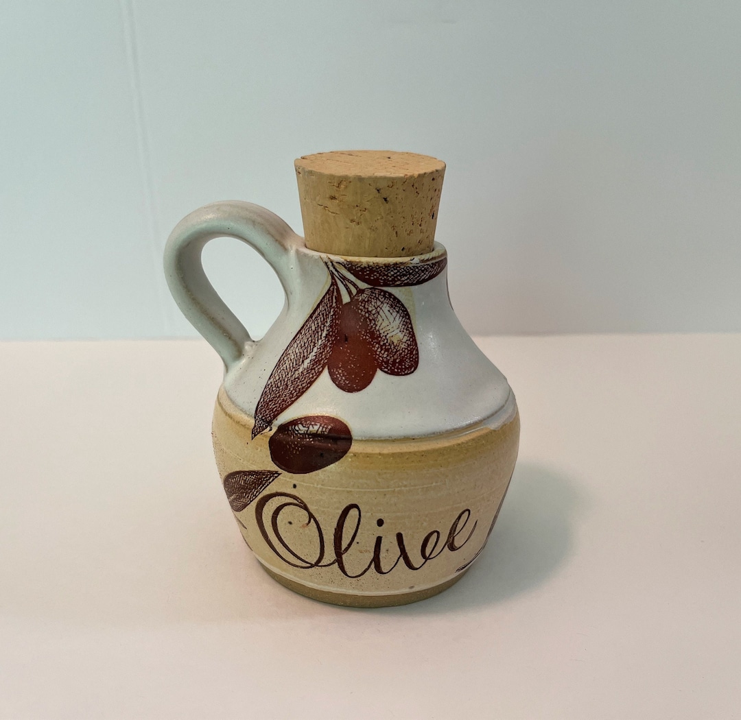 Pottery Olive Oil Jug With Cork Stopper by Indigo Pottery Studio 4 ...