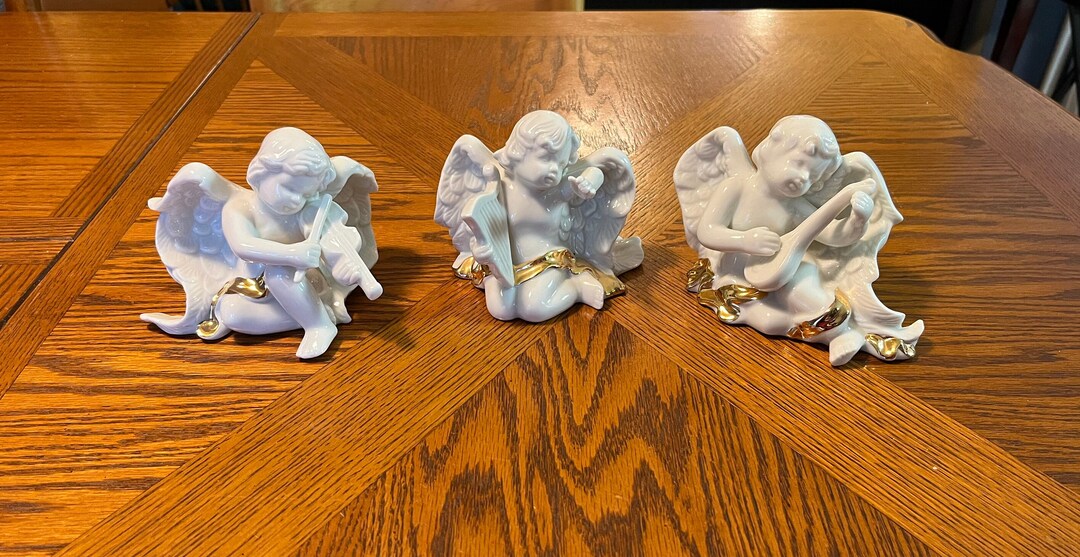 Choose One - Porcelain Cherub Angel Playing Musical Instruments Lute ...