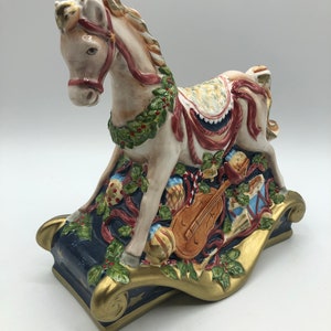 Porcelain Rocking Horse With Musical Instruments and Christmas ...