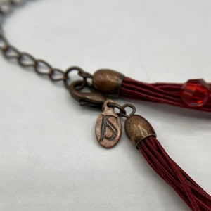 JS Pendant Necklace Large Metal Antique Look Setting With Ruby Color ...