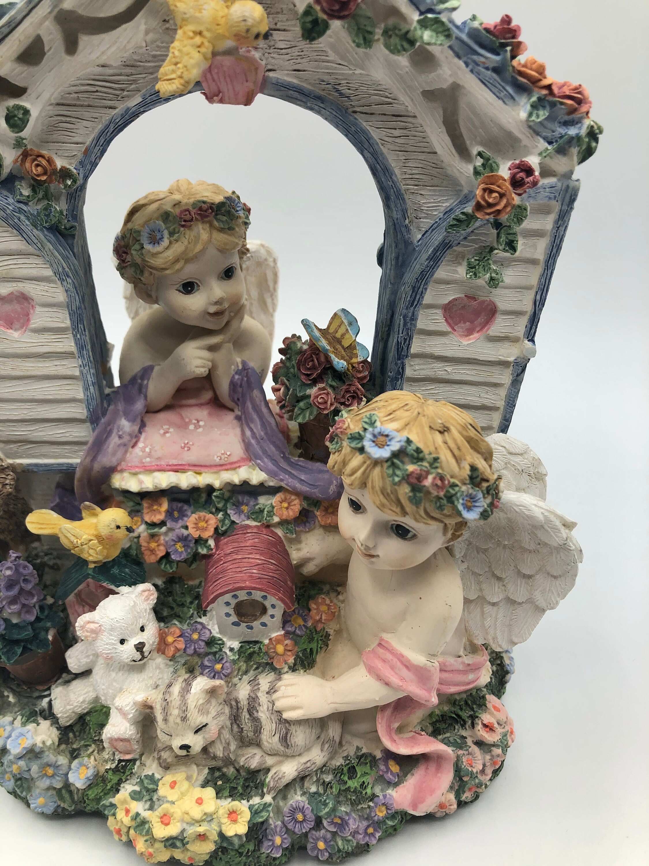 Musical Figurine with Two Cherubs at Window with Sculptured | Etsy