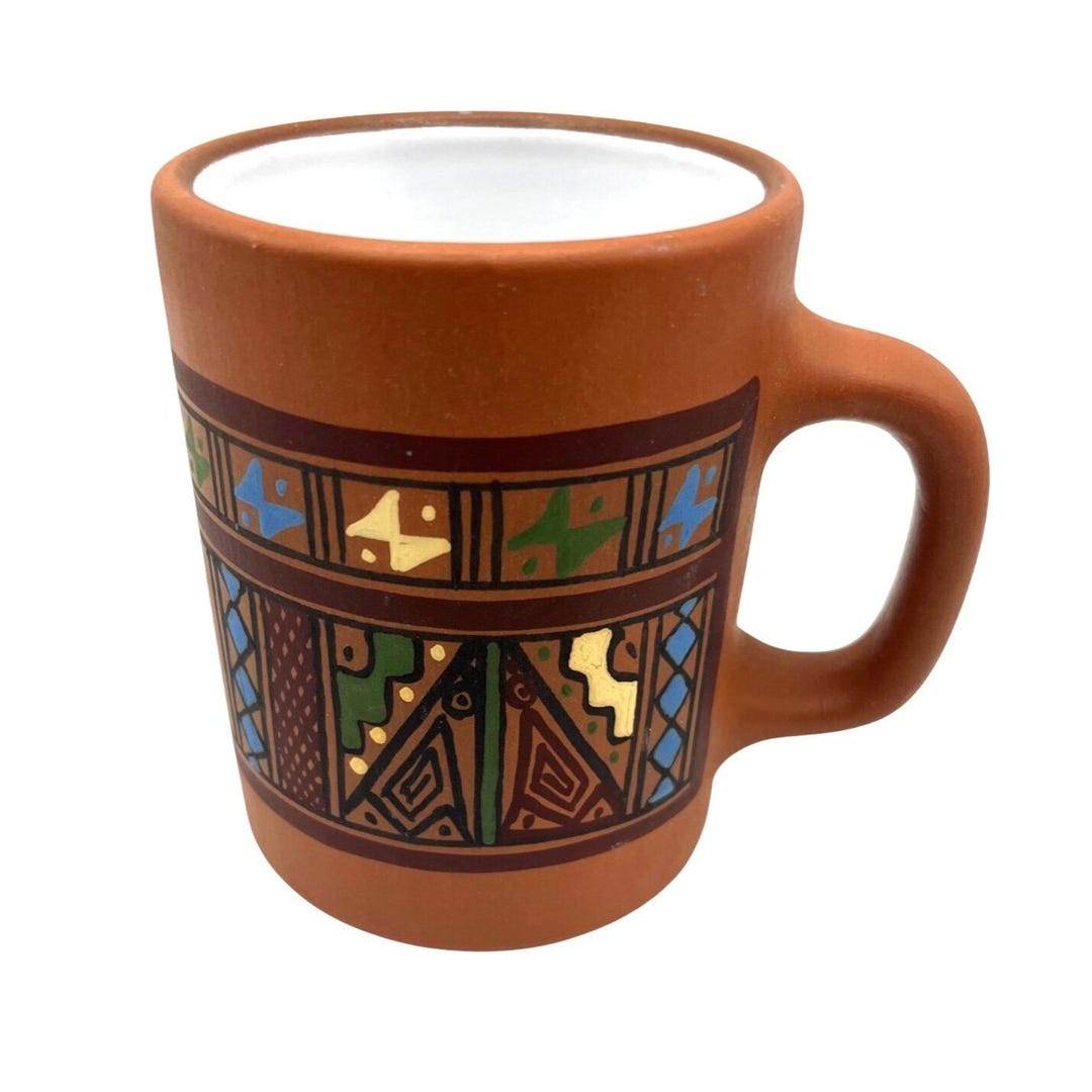 Handcrafted Terracotta Mug With Peruvian Folk Art Design From Cusco ...