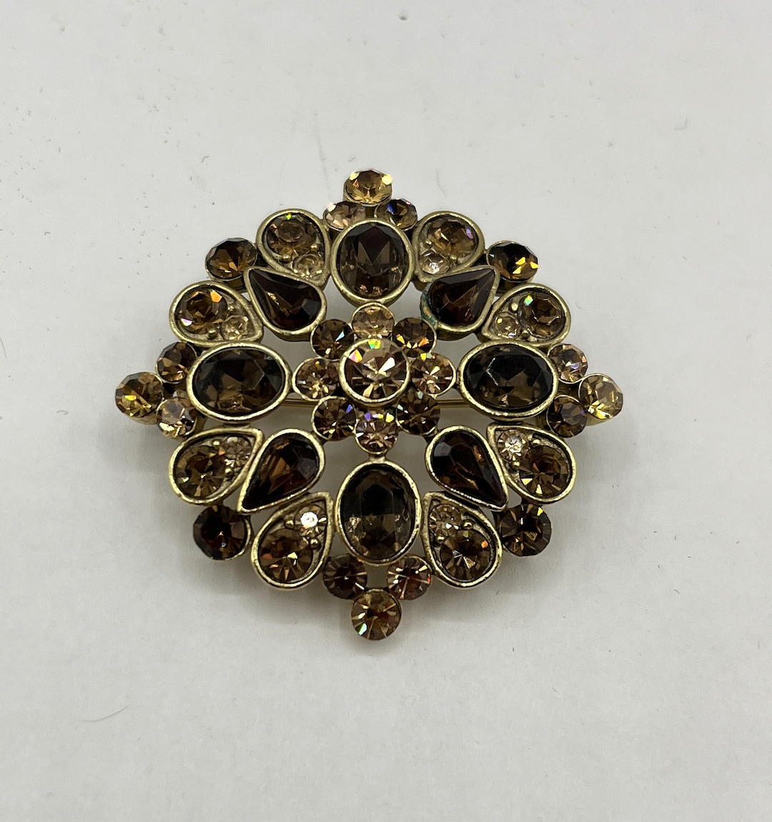 Vintage Liz Claiborne Brooch Gold Tone Dark and Light Amber Color ...