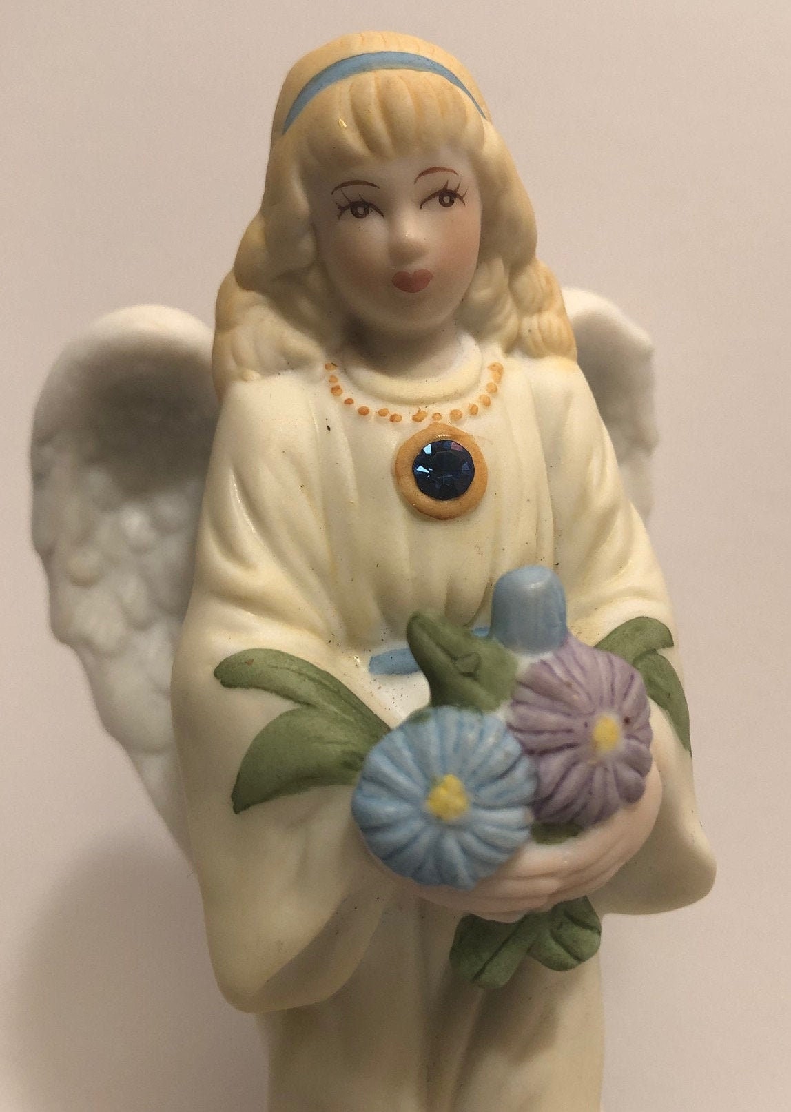 Vintage Porcelain September Angel Holding Beautiful Blue and - Etsy