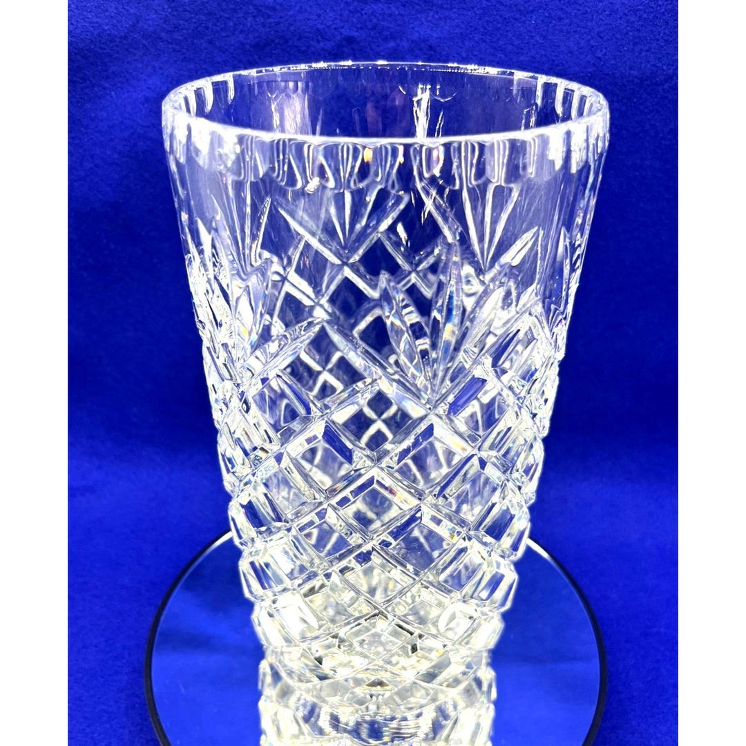 Elegant Cut Lead Crystal Glass Vase Diamond and Fan Pattern 8.5" High ...