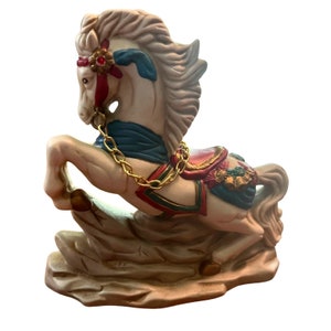 Golden Supex Collectible Porcelain Horse Figurine With Cherub & Gold ...
