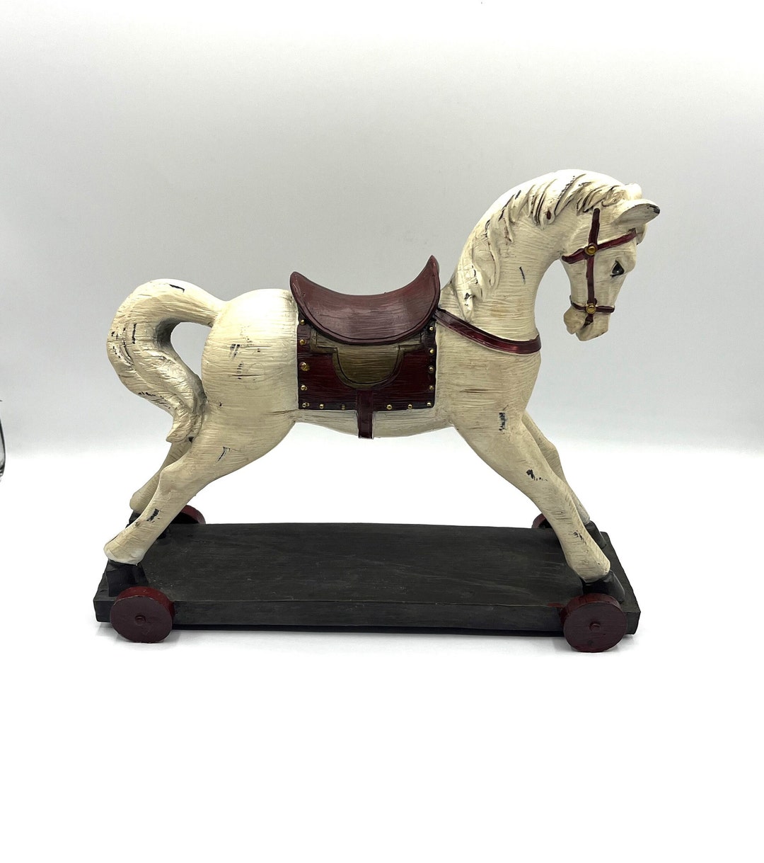 Rustic Horse Statue With Saddle and Bridle on Platform Great Detail 10 ...