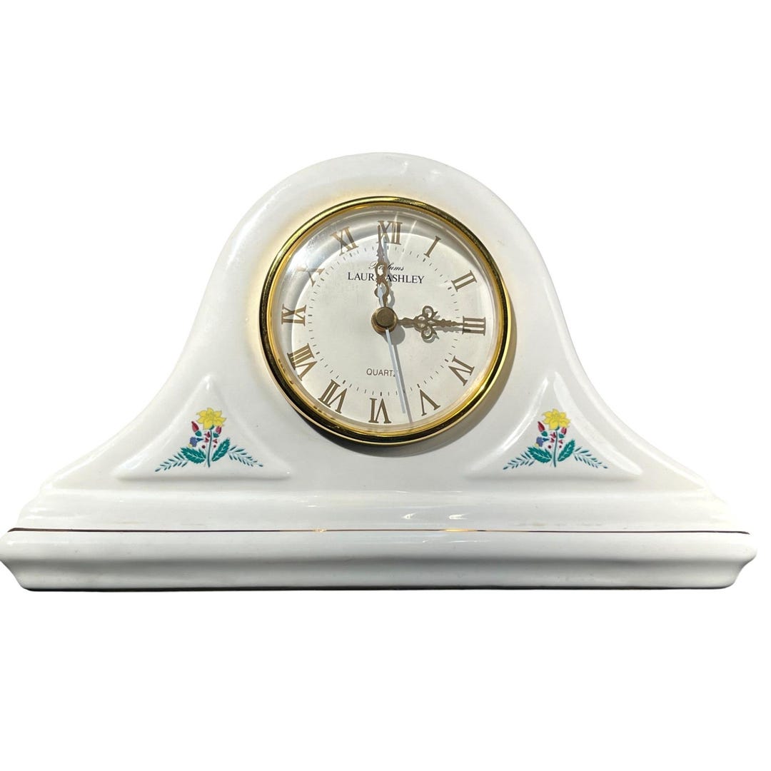 Laura Ashley Ceramic Desk Tabletop Clock With Floral Design Roman ...