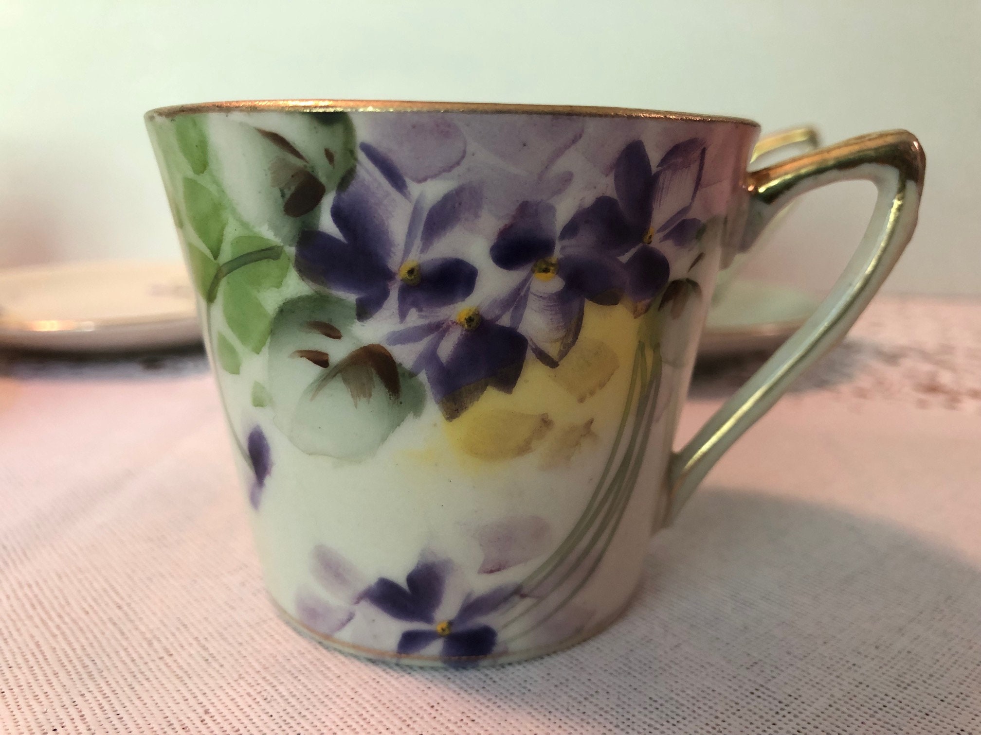 Rare Antique Nippon Hand Painted China Teacups & Saucers. - Etsy