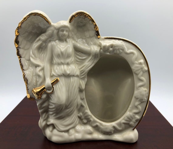 Porcelain Ceramic Angel Picture Frame. Angel Holding a Golden | Etsy