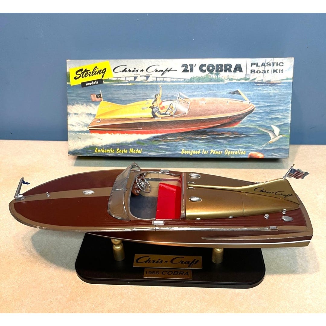 Chris Craft Model Boat 1955 Cobra Speed Boat Built up Sterling Plastic ...