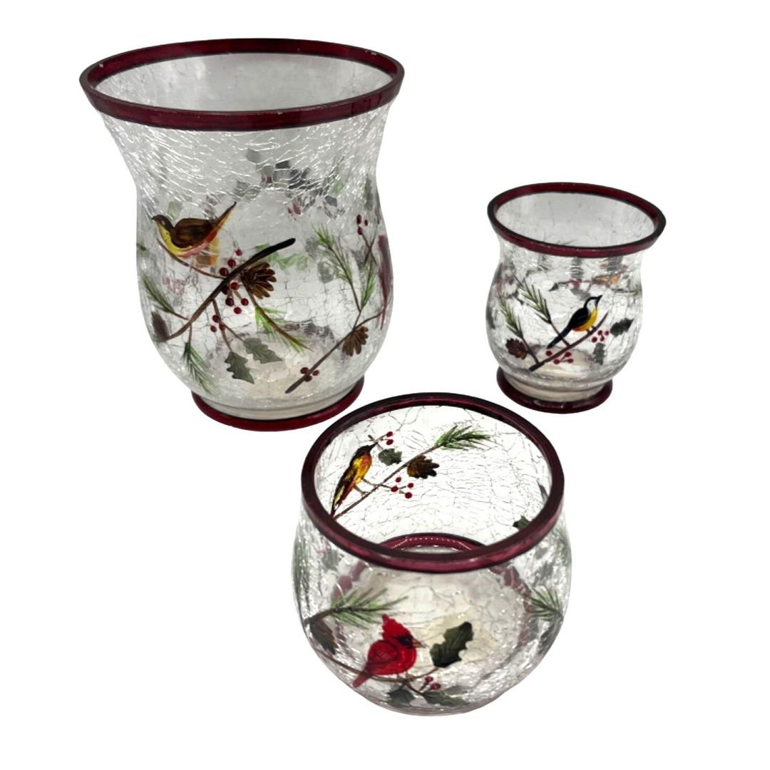 Choose One - Yankee Candle Winter Birds Crackle Glass Candle Holders ...