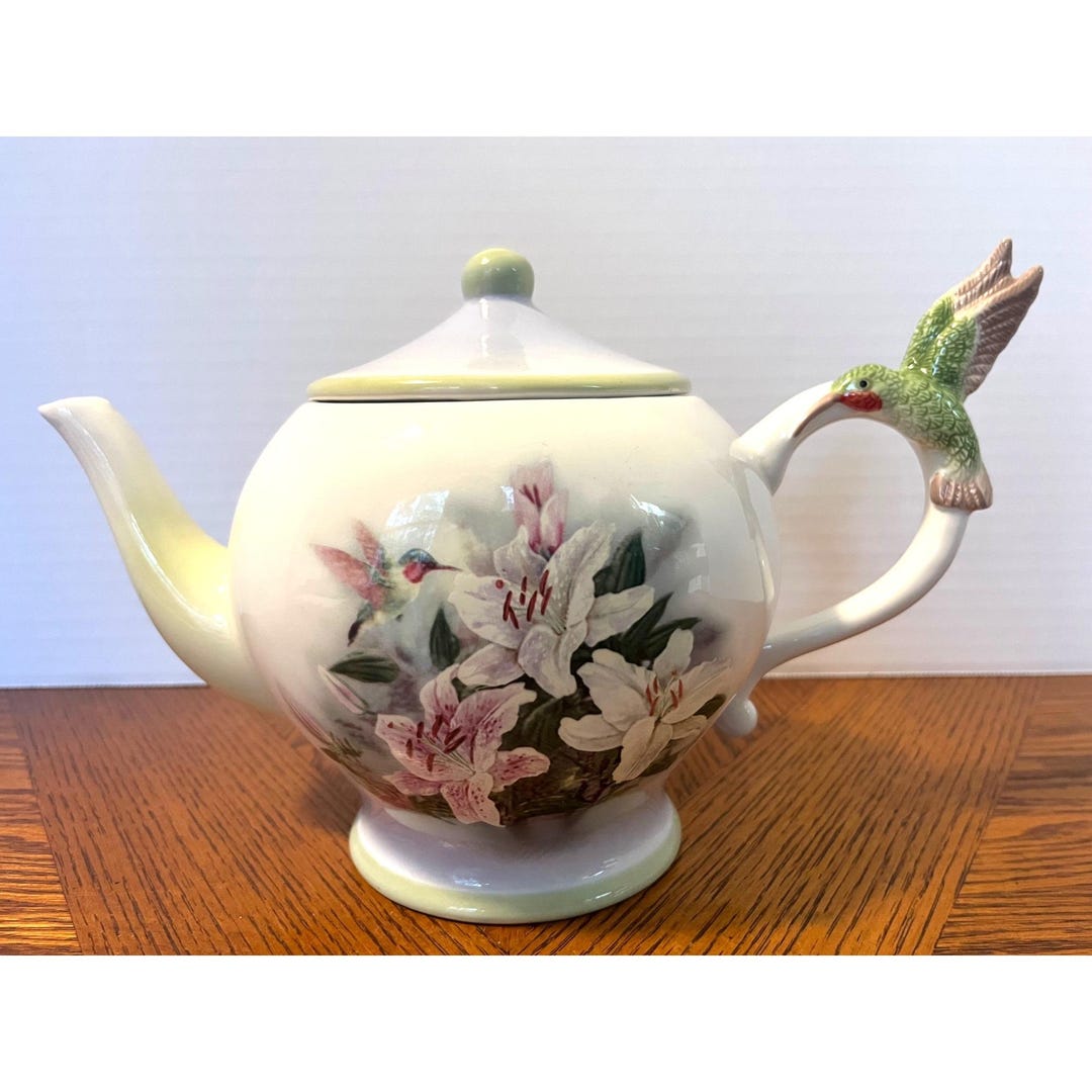 Lena Liu Hummingbird & Lilies Ceramic Teapot by Teleflora Gift - Etsy