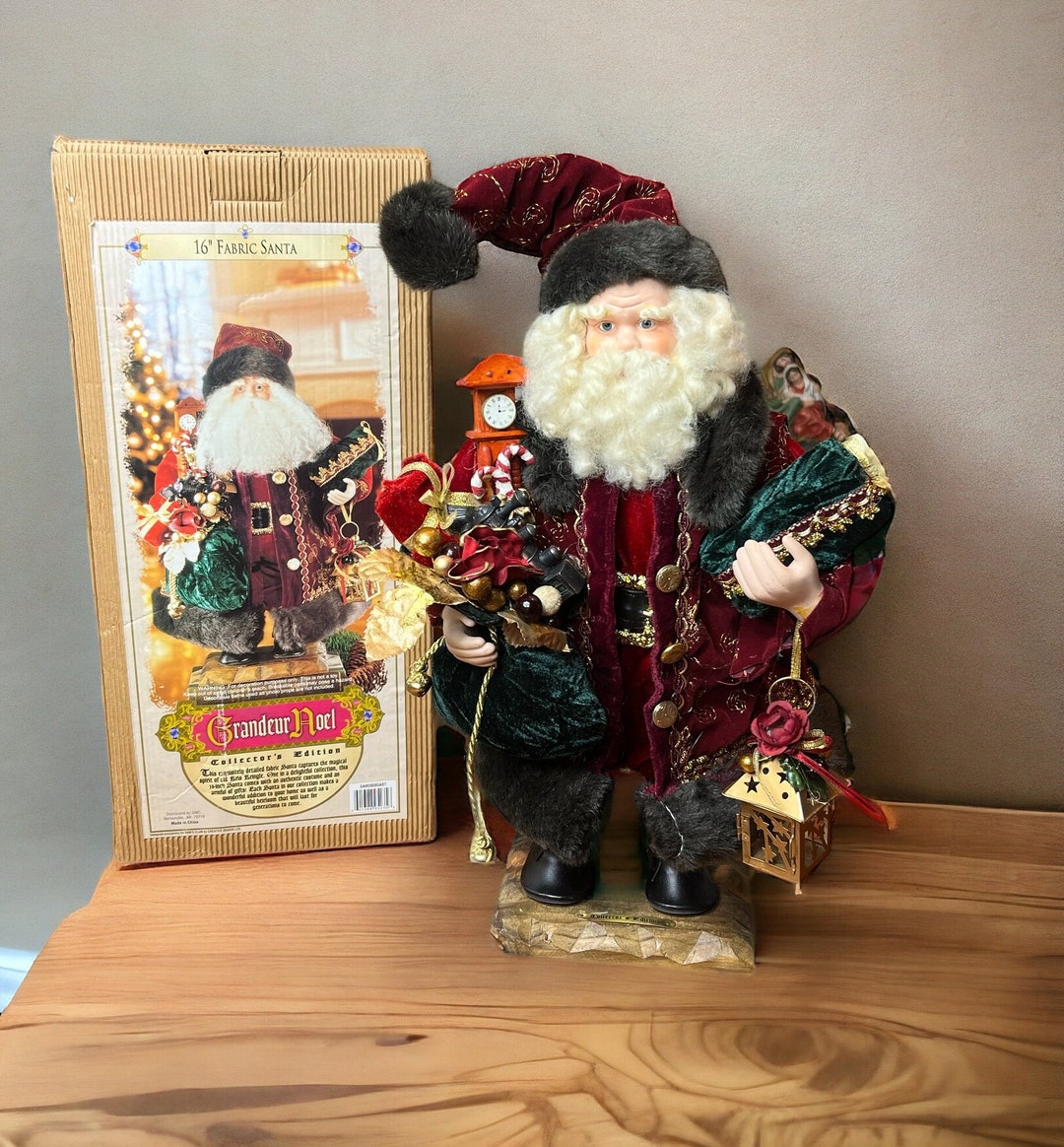 Vintage Grandeur Noel Collector's Edition Fabric Santa Elaborate ...