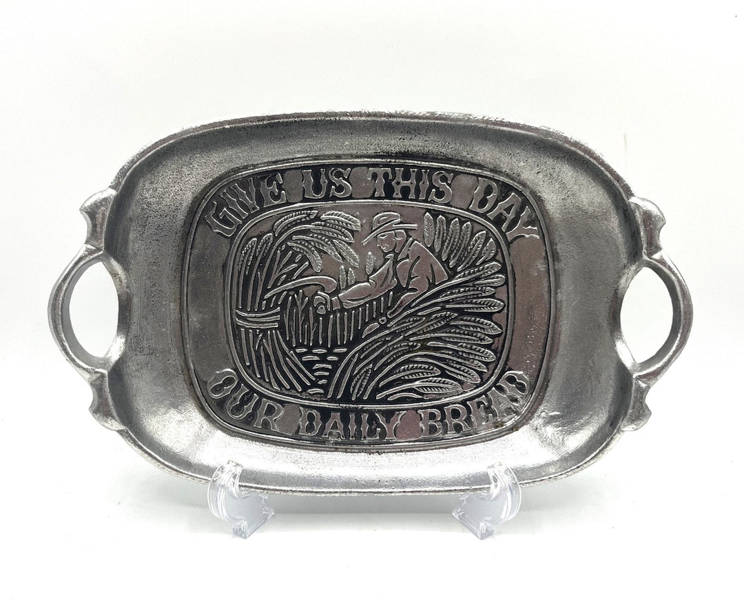 Vintage 1972 Sexton Pewter Bread Plate Embossed Harvester in Wheat ...