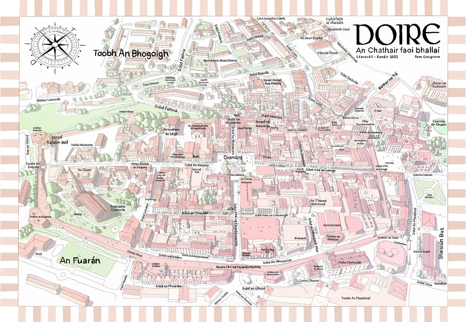 A3/A2 - Map of Derry - as Gaeilge - Etsy