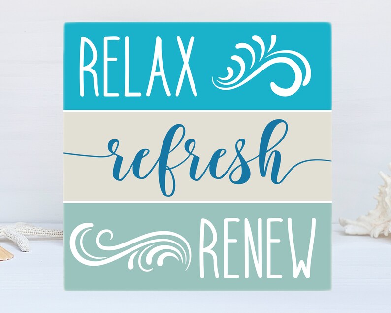 Relax Refresh Renew Sign Coastal Room Beachy Sign Bedroom - Etsy