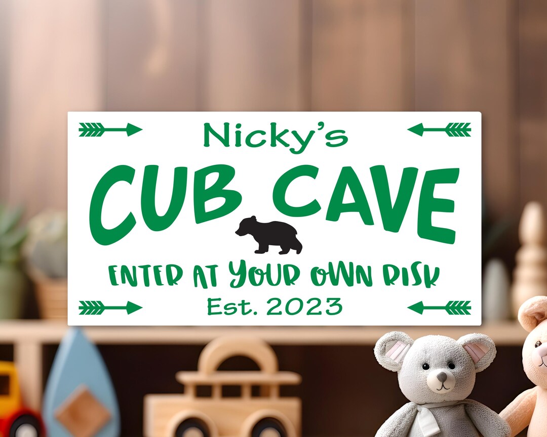 Cub Cave Sign Kids Personalized Boys Room Decor Kids Room Sign Nursery ...