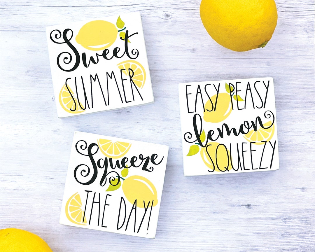 Mini Lemon Themed Wood Signs: Sweet Summer Kitchen Decor, Summer Quotes ...