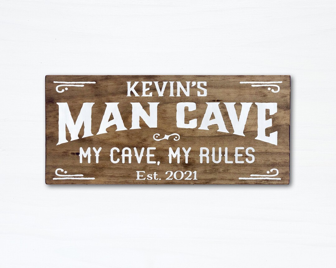 Man Cave Personalized Wood Sign: My Cave My Rules - Etsy