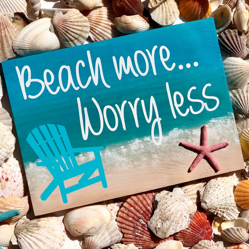 Beach More Worry Less Sign Beachy Decor Adirondack Sign | Etsy