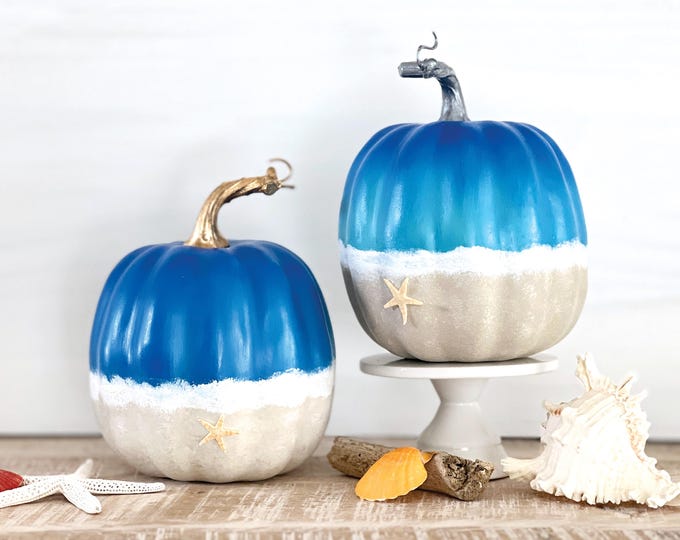 Coastal Pumpkin, Beach Decor, Fall Beach Decor, Nautical Pumpkin ...