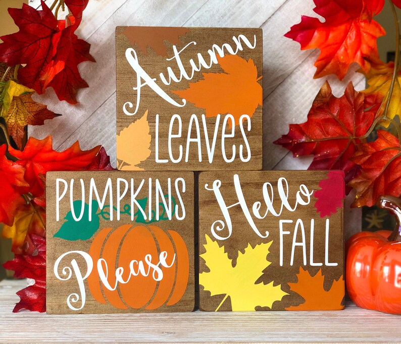 Autumn Signs Hello Fall Autumn Leaves Pumpkins Please Autumn | Etsy